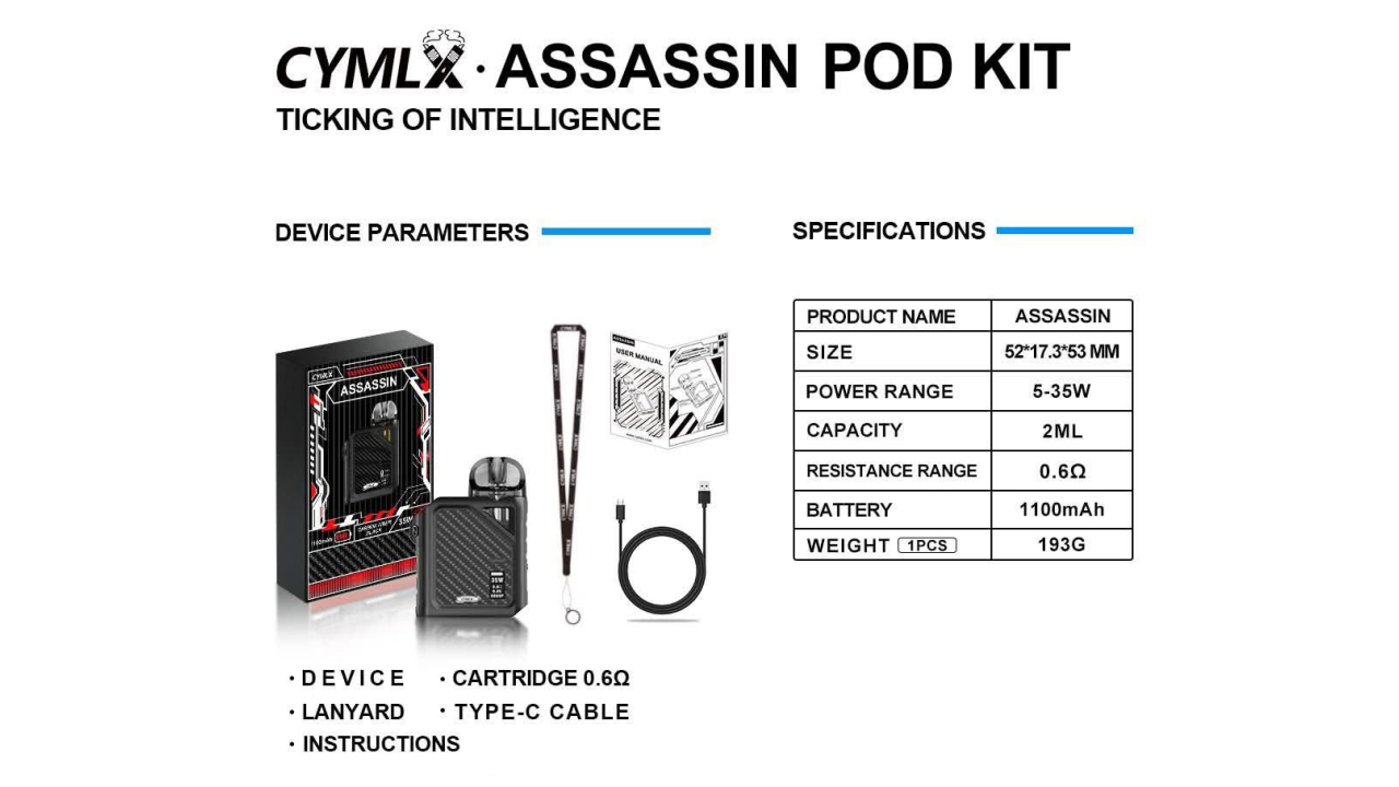 CYMLX Assassin 35w 1100mAh Pod Kit